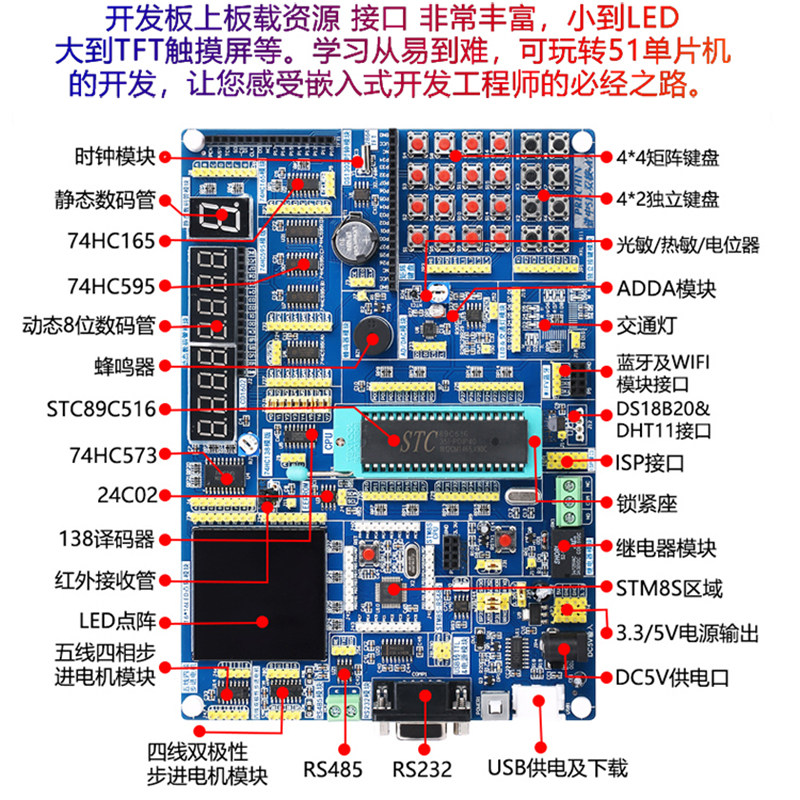 【单片机开发板51学习开发板AVR板STM32实验stc89c52套件普中科技】选购介绍 - 轻舟网开发板推荐