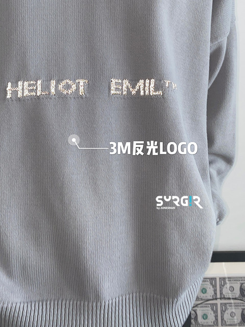 40% off HELIOT EMIL Light gray 3M reflective thread logo loose sweater ...