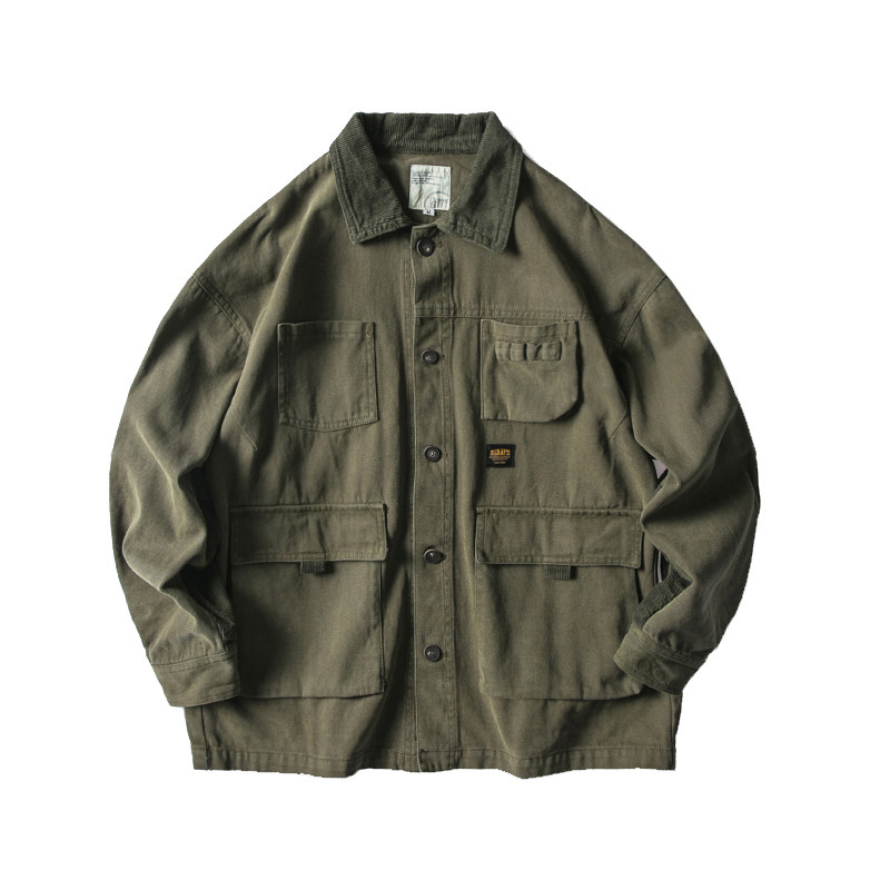 BDCT军绿色工装外套男宽松日系复古 2021春秋季潮流休闲百搭夹克_虎窝淘