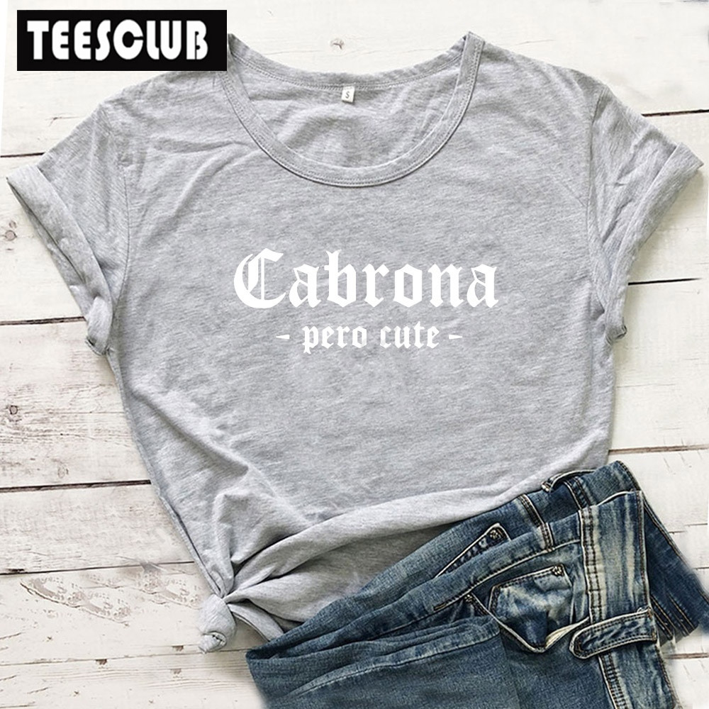 Cabrona Pero Letter T Shirt 2021年夏季简约字母印花休闲t恤女 虎窝淘