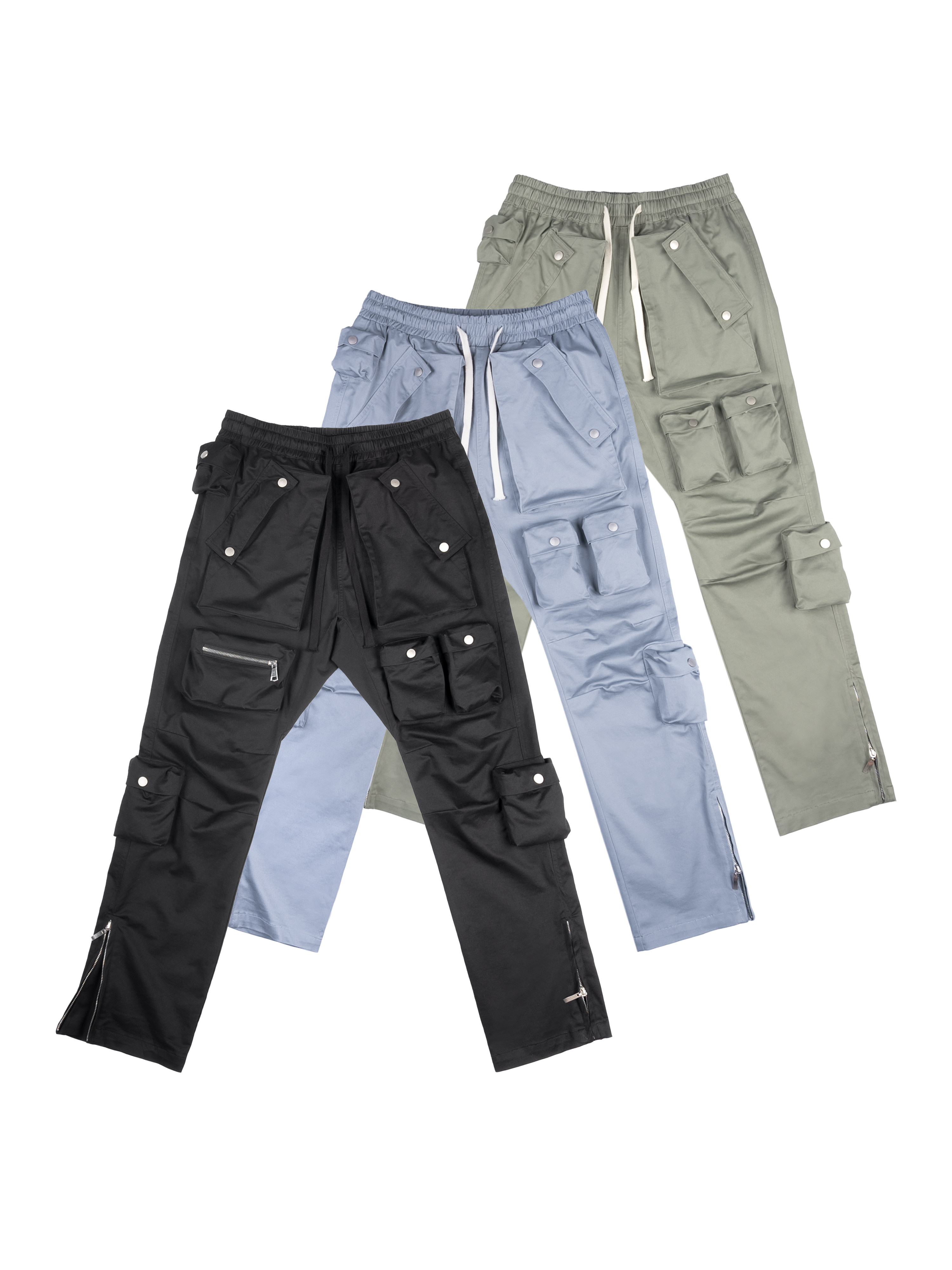 RESERFF TACTICAL解构战术机能多口袋抽绳微弹宽松拉链工装长裤_虎窝淘