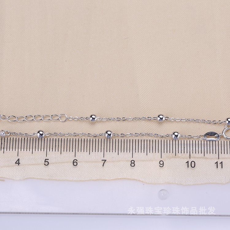 s925纯银手链diy手工串全孔珍珠单层双层满天星手饰O字链定位珠款_虎窝淘