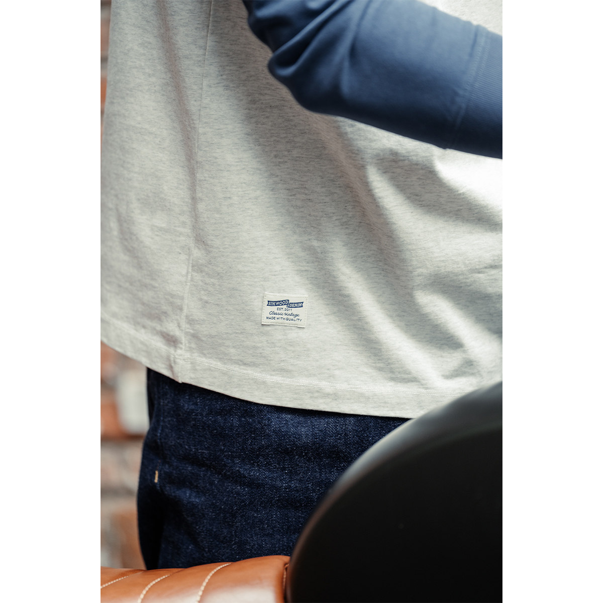 Simwood简木男装【宽松版型】新品280g重磅插肩袖圆领拼色长袖T恤_虎窝淘