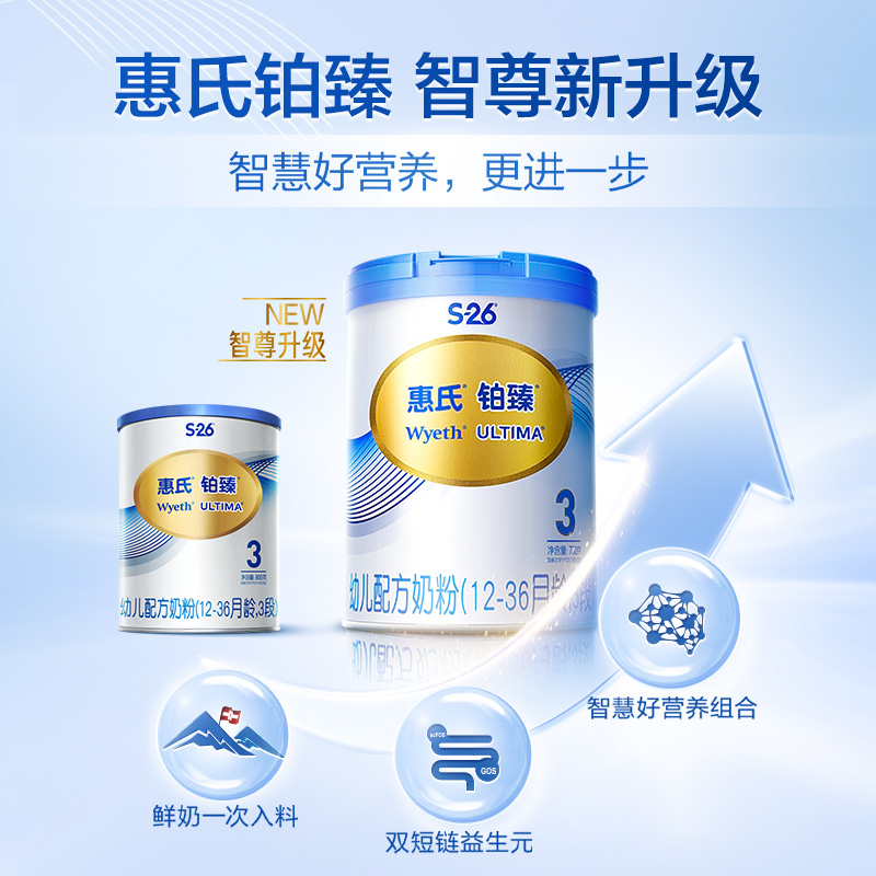 惠氏S-26铂臻3段1-3岁婴幼儿童配方进口奶粉婴儿780g*6罐箱装正品_虎窝淘