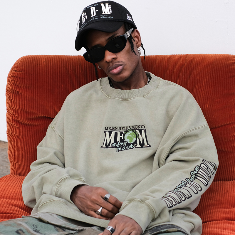 MEDM国潮"小世界系列"秋季美式嘻哈上衣宽松圆领卫衣男女情侣宽松_虎窝淘