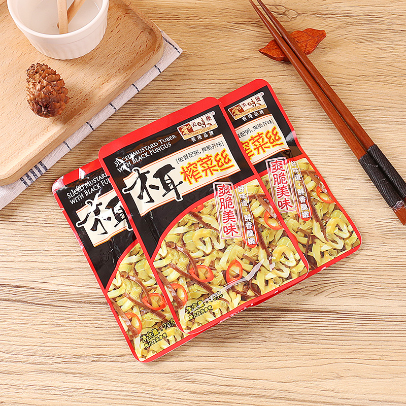 香港品牌美味栈木耳榨菜丝210g/(70g*3)佐膳凉拌下饭口味菜_虎窝淘