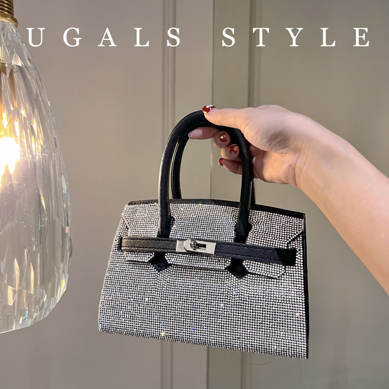 UGALS法式闪亮包包不灵钻石铂金凯莉包晚宴会满水钻手拿斜挎包女_虎窝淘