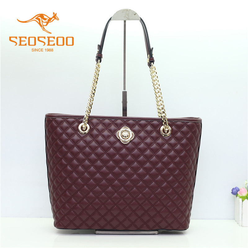 SEOSEOO南奥袋鼠女包菱格托特包大容量轻奢小香风单肩包潮流百搭_虎窝淘