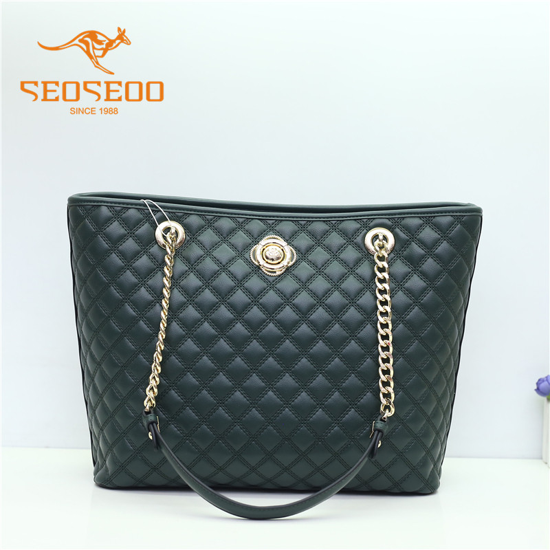 SEOSEOO南奥袋鼠女包菱格托特包大容量轻奢小香风单肩包潮流百搭_虎窝淘
