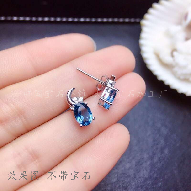 s925纯银椭圆3*4 4*5 5*6 6*7mm耳钉空托镶钳翡翠蛋面晶石简约_虎窝淘