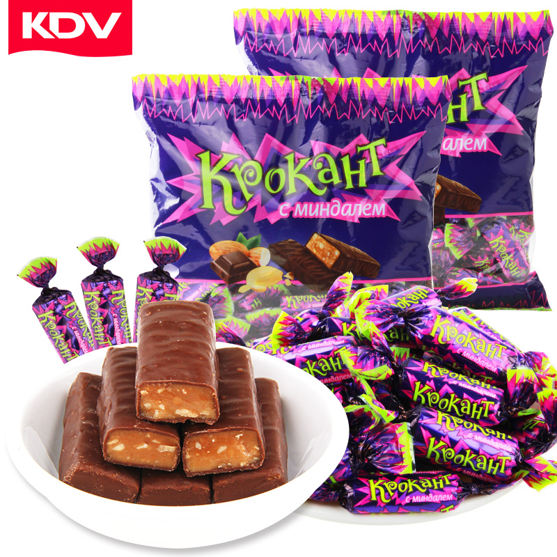 新货KDV俄罗斯紫皮糖500g*2进口巧克力夹心混合喜糖果零食批发_虎窝淘