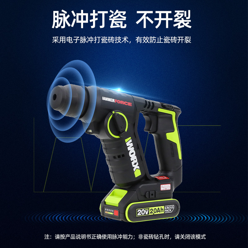 威克士多功能充电电锤WU380S轻型冲击钻无刷H3混凝土电捶电动工具_虎窝淘