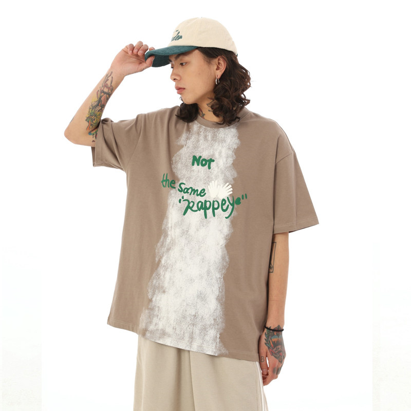 【潮WOO专属】RAPPEYE美式复古瀑布短袖夏季宽松国潮男女情侣T恤_虎窝淘