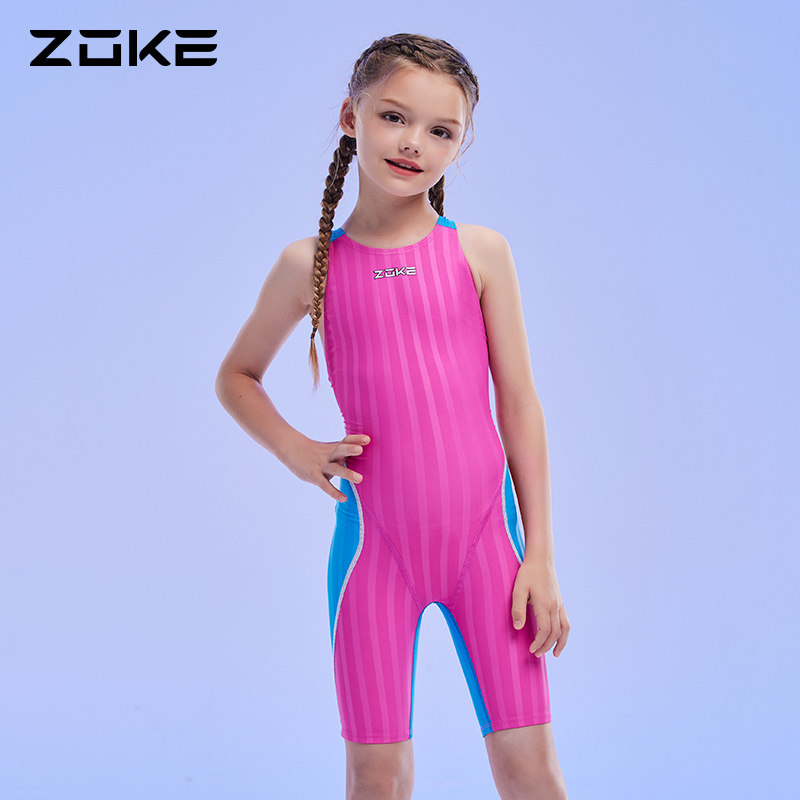 zoke洲克夏新款儿童泳衣连体防晒中大童女童泳装专业训练女孩泳衣_虎窝淘