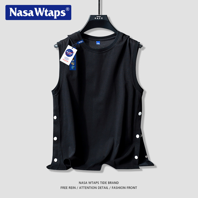 NASA WTAPS旗舰店无袖背心男夏季ins潮牌纯棉健身运动坎肩短袖t恤_虎窝淘