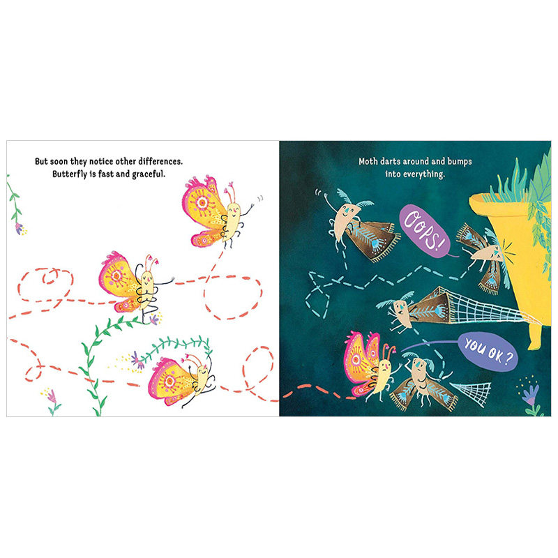 【现货】飞蛾和蝴蝶：嗒哒！Moth& Butterfly: Ta Da! 3-6岁儿童友谊启蒙故事阅读绘本英文原版睡前亲子读物书籍进口_虎窝淘