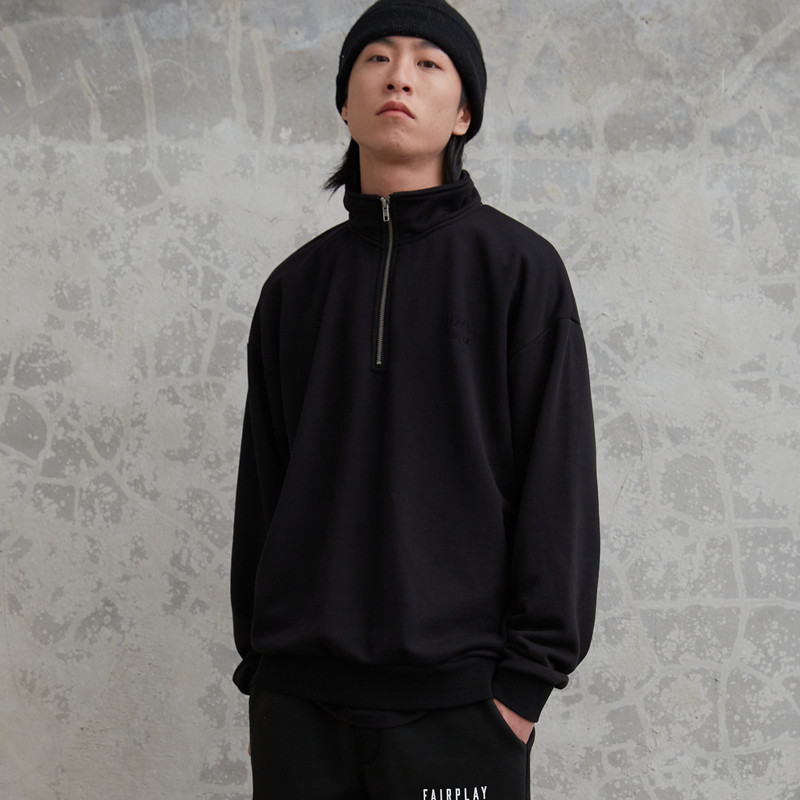 Fairplay x XMXX联名潮牌美式水洗做旧休闲宽松高街高领拉链卫衣_虎窝淘