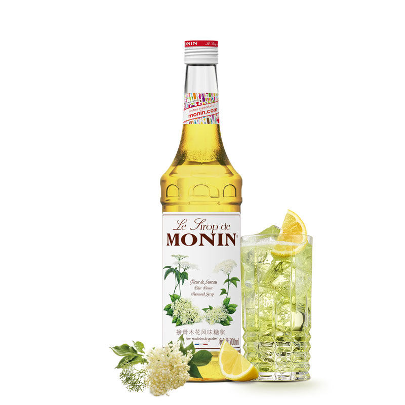 MONIN莫林糖浆接骨木花风味咖啡饮料鸡尾酒调酒辅料果露糖浆700ml_虎窝淘