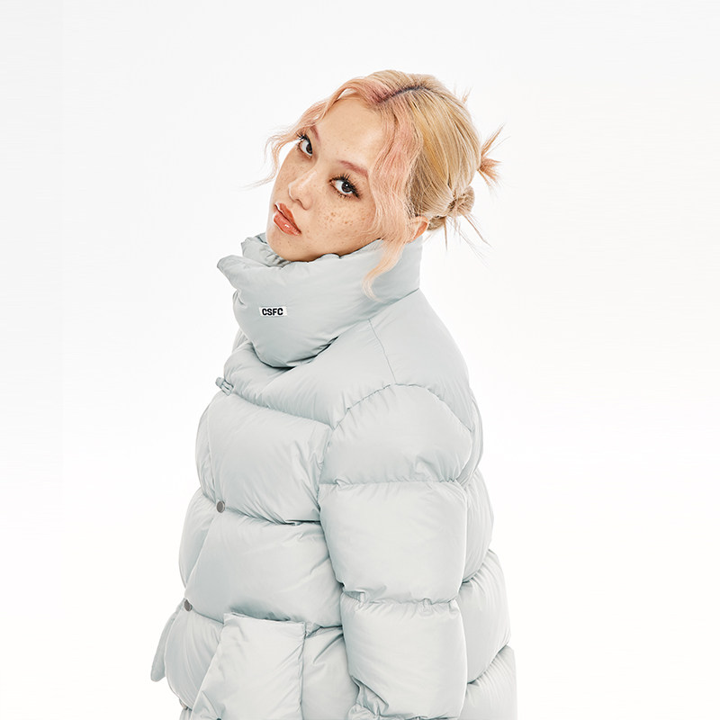 CSFC-Label系列原创小众口袋可拆卸设计加厚白鸭绒灰色羽绒服外套_虎窝淘