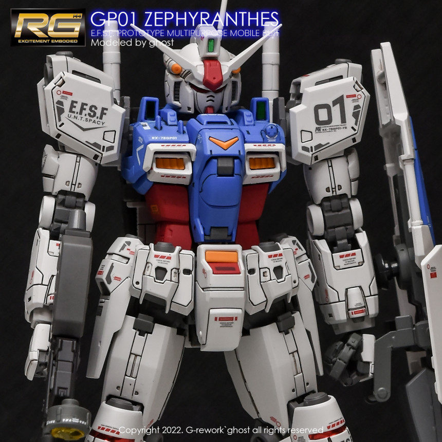 包邮炎 GHOST RG 1/144 RX-78 GP01高达试作1号机荧光水贴_虎窝淘