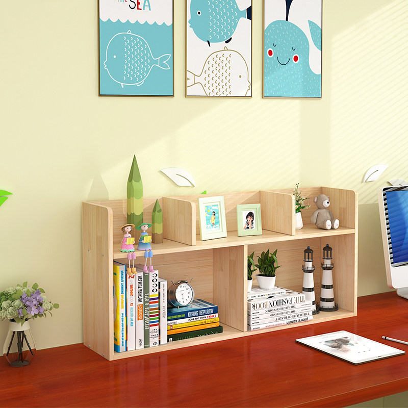 简易实木桌上桌面书架学生用小书架收纳多层书柜办公书桌飘窗置物_虎窝淘