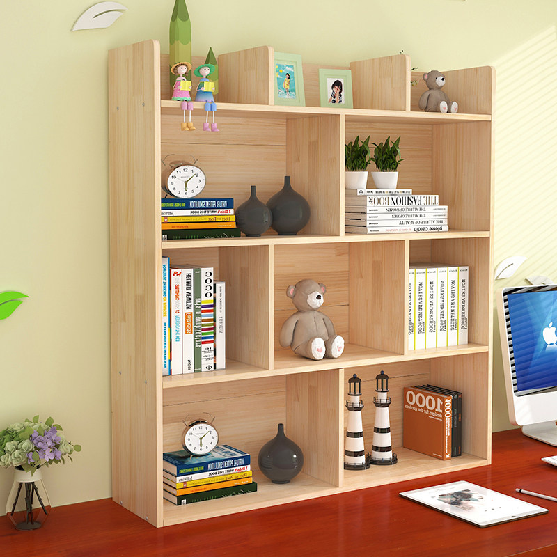 简易实木桌上桌面书架学生用小书架收纳多层书柜办公书桌飘窗置物_虎窝淘