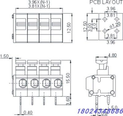 PCB电路板弹簧式免螺丝接线端子3.81灰色KF235 DG235连接器FS1.5_虎窝淘