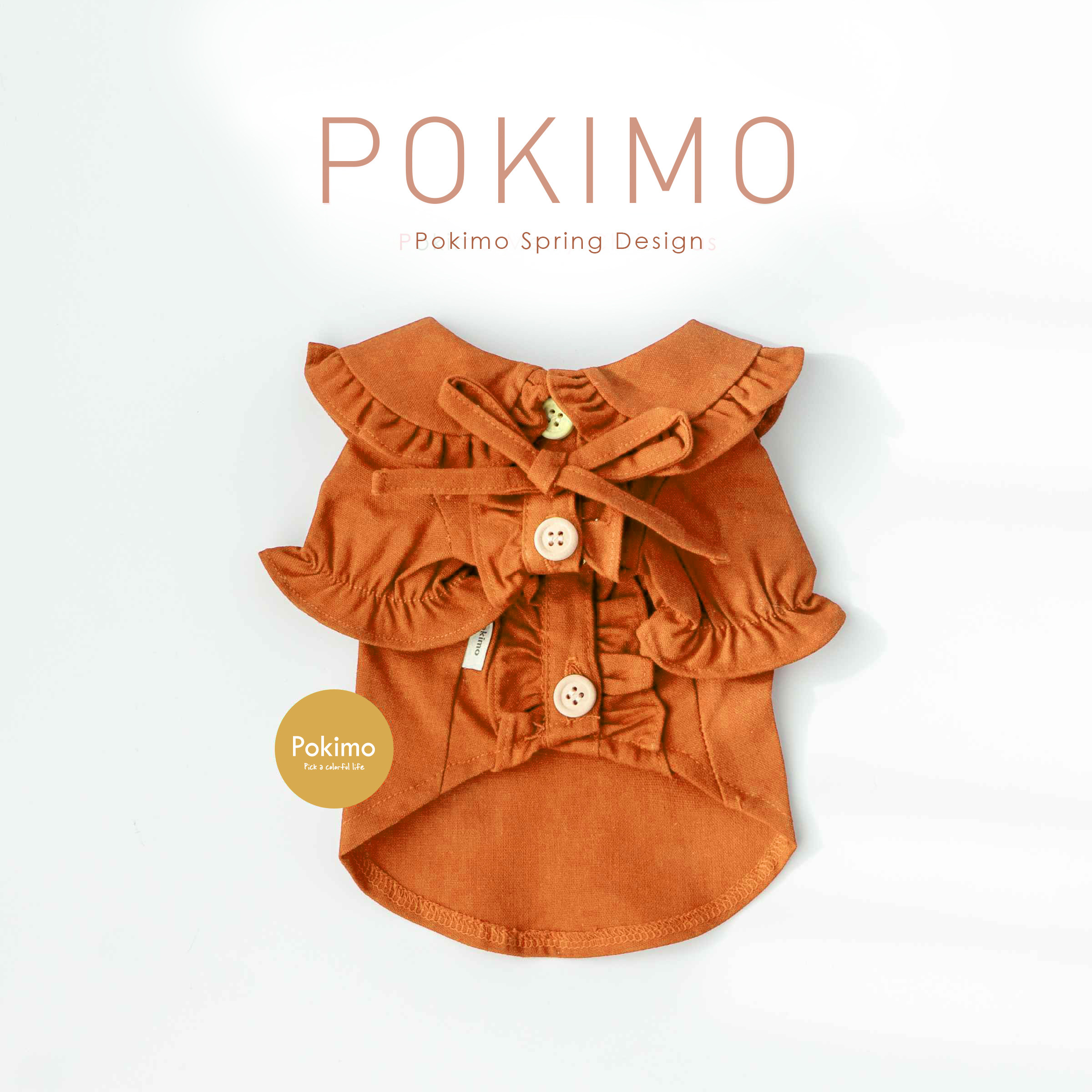 Pokimo马尔济斯约克夏春季宠物衣服薄款棉麻衬衫花边领复古韩系风_虎窝淘