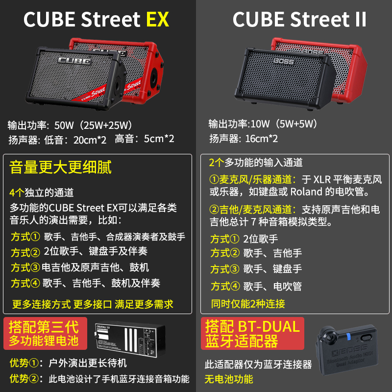Roland罗兰音箱CUBE STREET EX户外路演直播吉他弹唱便携乐器音响_虎窝淘