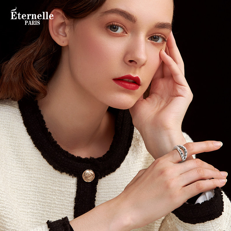 法国Eternelle珠宝极简主义设计戒指ins时尚简约食指戒女开口指环_虎窝淘