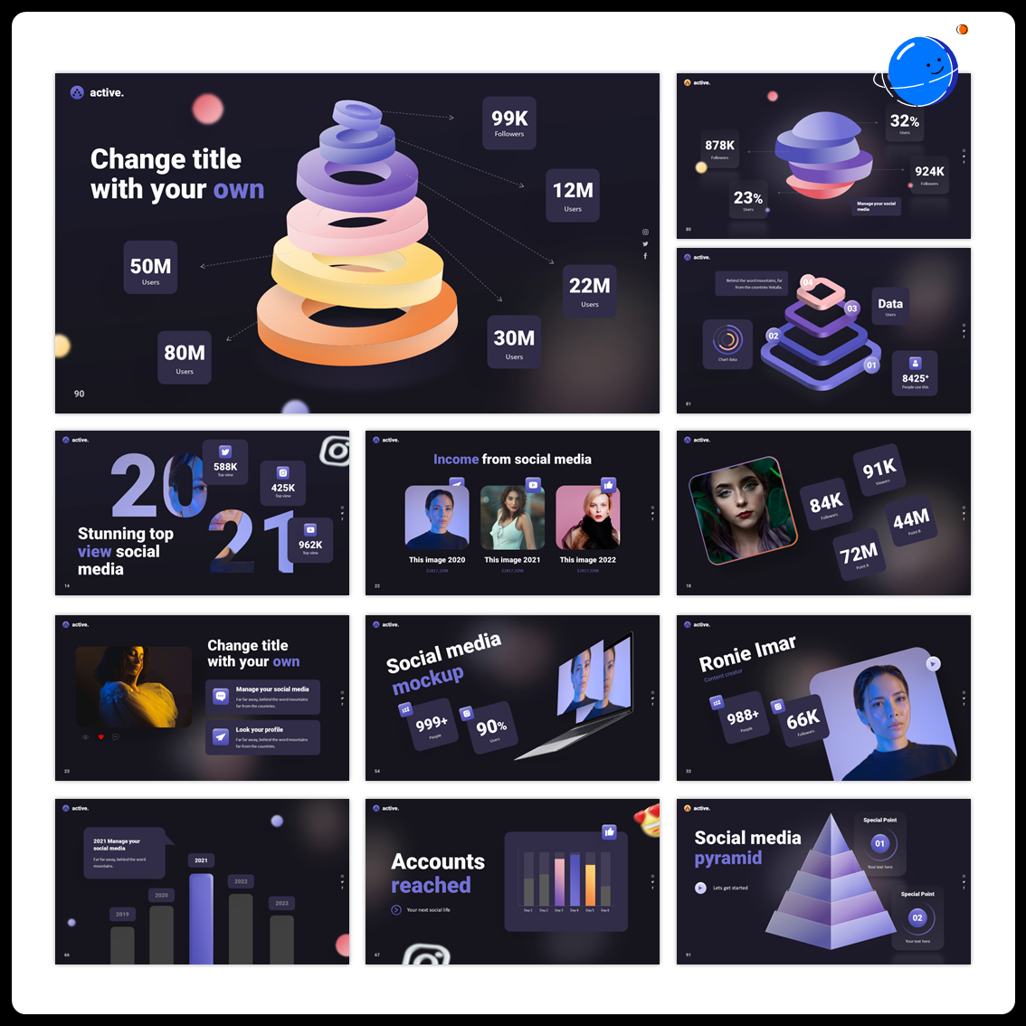 98页创意3Dppt模板高端动画个人作品集双配色真3D模型ppt制作美化_虎窝淘