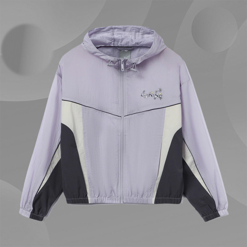 李宁风衣女士新运动潮流开衫长袖连帽宽松秋季运动服AFDR324_虎窝淘