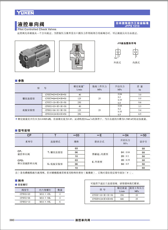 YUKEN油研液控单向阀CPT CPDT CPG CPDG-03-04-50 CPDG-03-50-50_虎窝淘