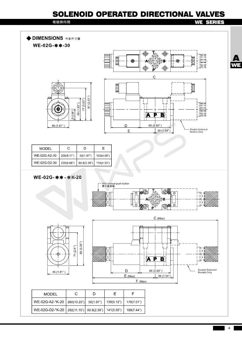 台湾CHIA WANG佳王电磁阀WE-3C11-02G-D2-20/30 03G A230 A2 A24_虎窝淘