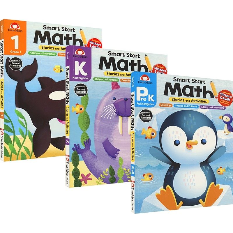Evan Moor Smart Start Math Prek-G1美国加州进口教辅聪慧启蒙系列数学主题故事活动练习册幼儿园PreK-1年级带 ...