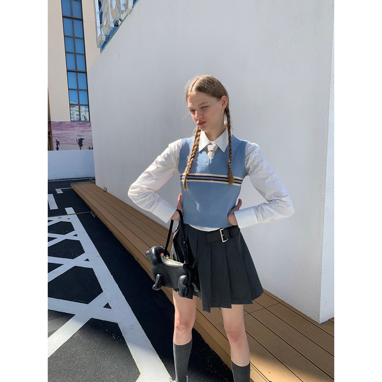 KERNEL COSMOS 23SS美式小众设计感短款小个子内搭长袖收腰衬衫_虎窝淘