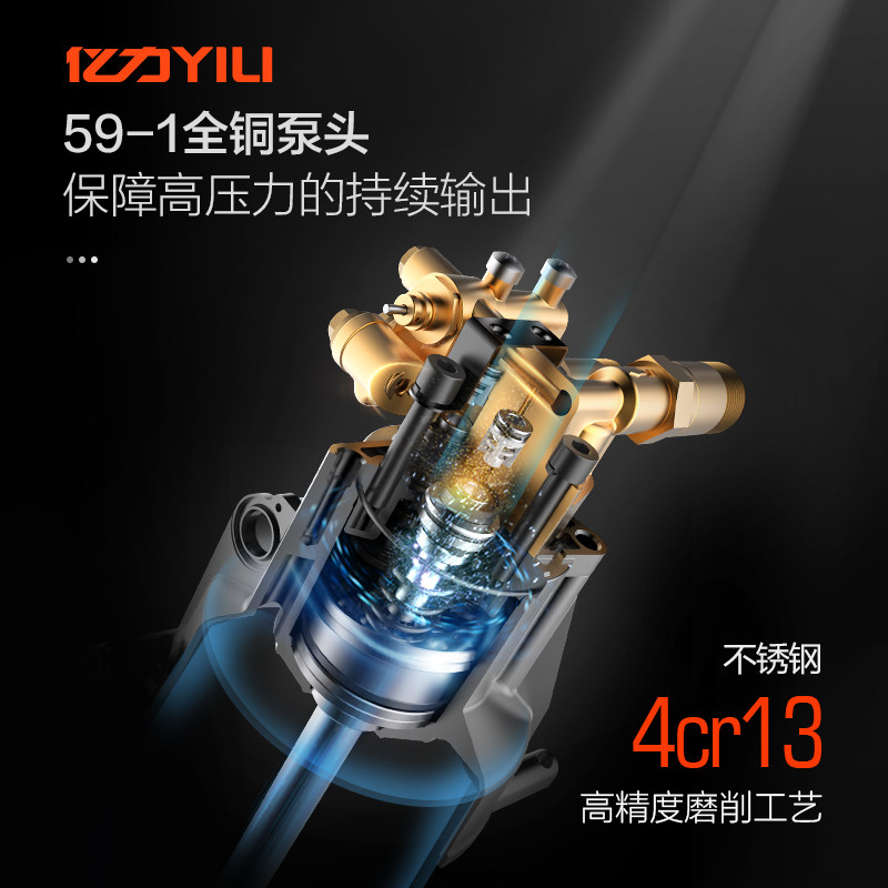 亿力高压便携车载电动水枪自助高压清洗机水泵车用洗车机6790G_虎窝淘