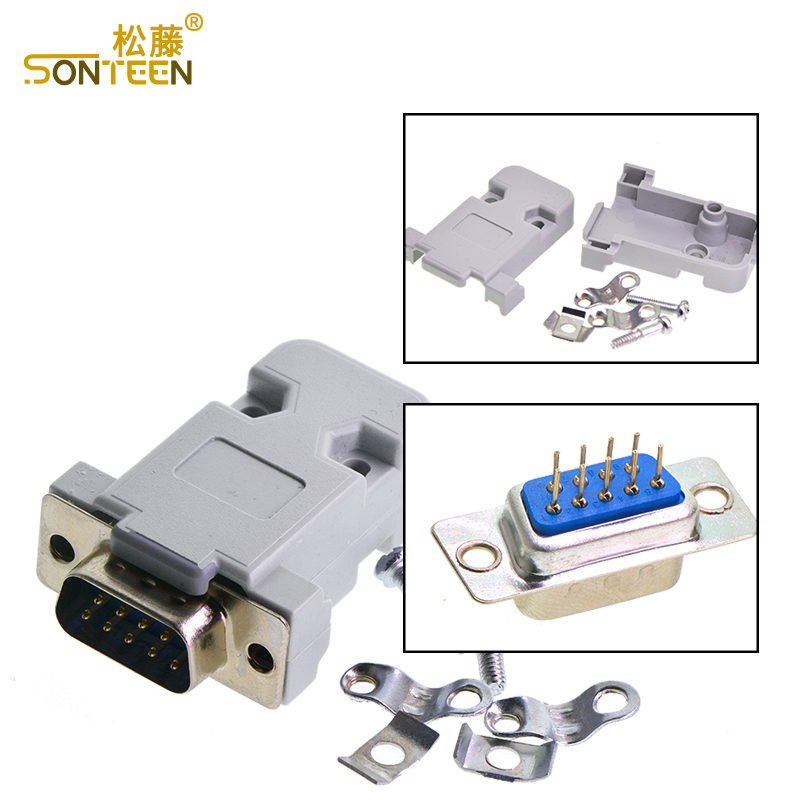 DB9母头公头RS232插座9针芯串口接头接口焊板焊线式金属外壳DR9_虎窝淘