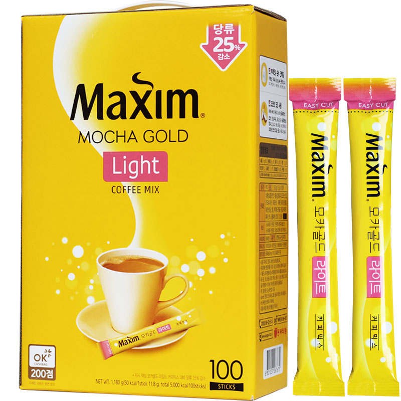麦馨Light咖啡粉100条礼盒 Maxim韩国进口减糖三合一速溶咖啡礼盒_虎窝淘