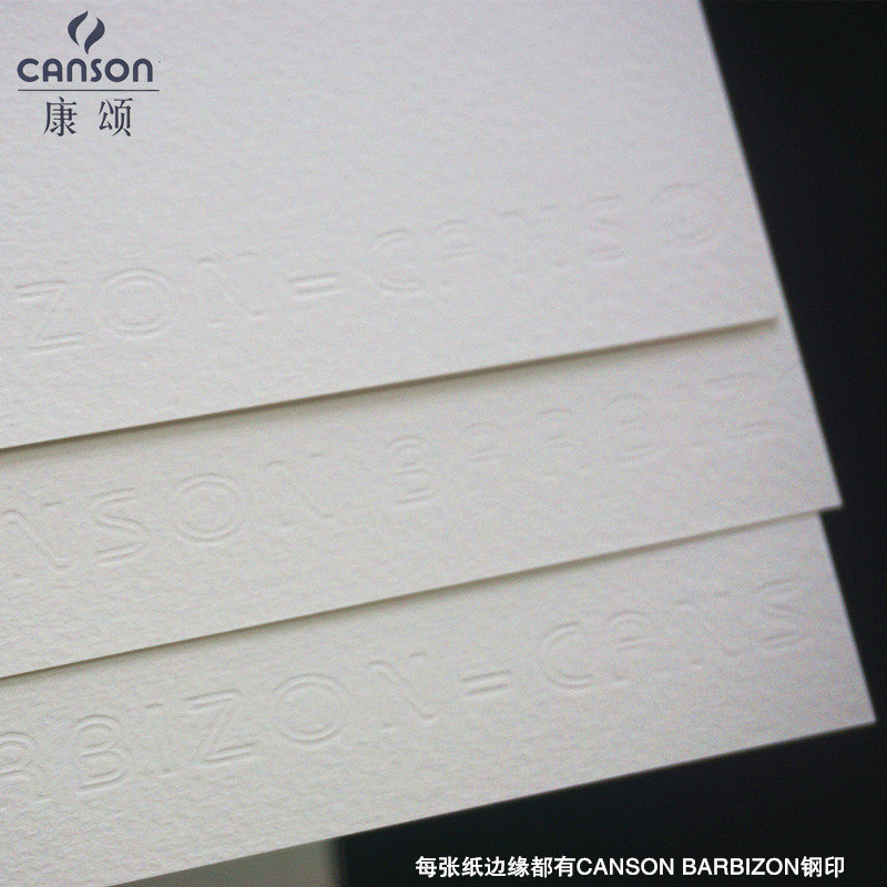 正品法国canson康颂巴比松240克300g8开4K水彩纸粗糙细纹双面纹理_虎窝淘