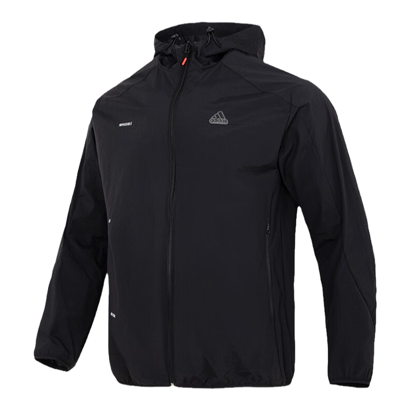 Adidas男子運動外套春秋款健身跑步防風連帽休閒梭織夾克IA8135