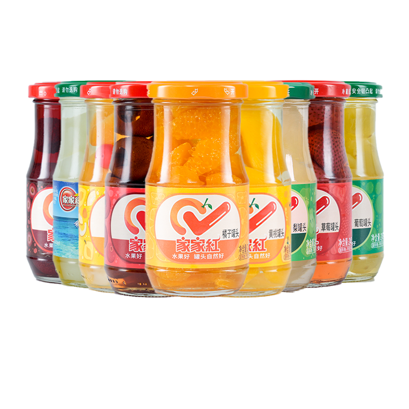 家家紅橘子黃桃草莓什錦楊梅雪梨罐頭245g組合裝夏季解暑零食飲料