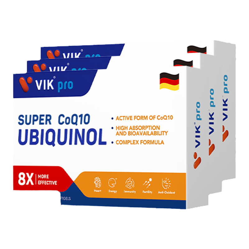 VIK pro还原型辅酶q10软胶囊高浓泛缩醇中老年心脏保健品60粒3盒