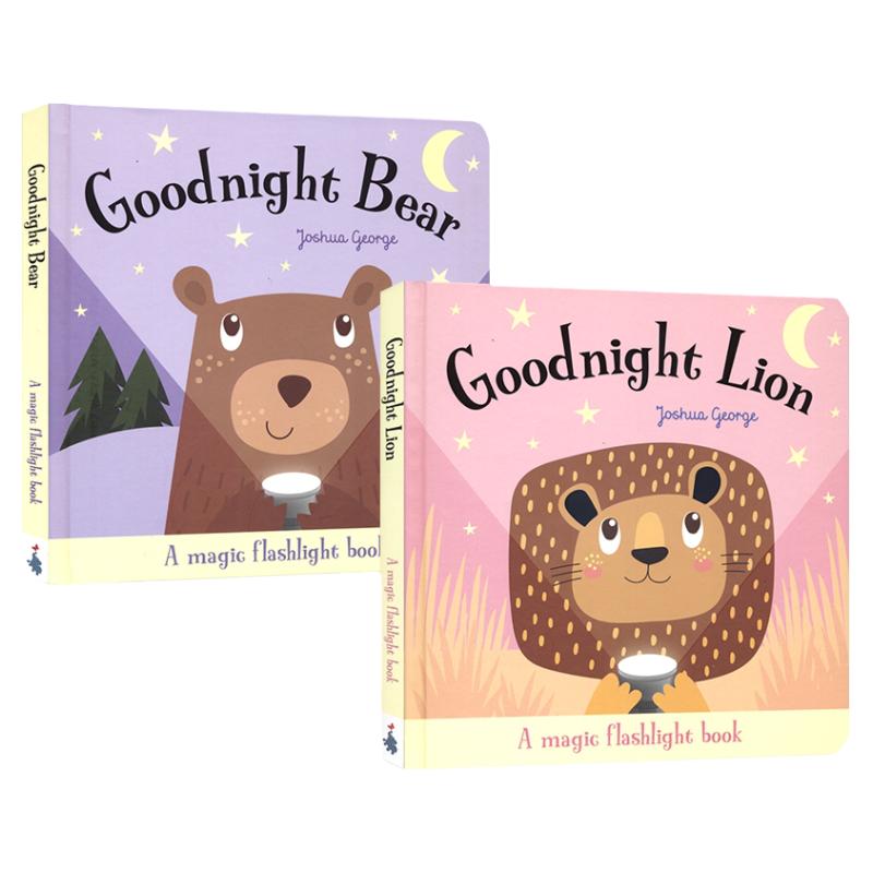 Magic Torch Book Goodnight Bear Goodnight Lion 魔法手电筒儿童英语互动绘本 晚安狮子晚安小熊 ...