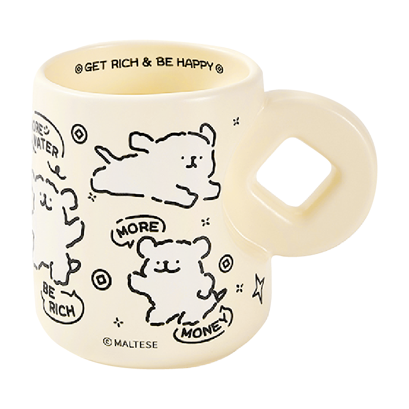 Yancang Line Puppy Drinking Water Rich Mug Ceramic Practical Couple ...