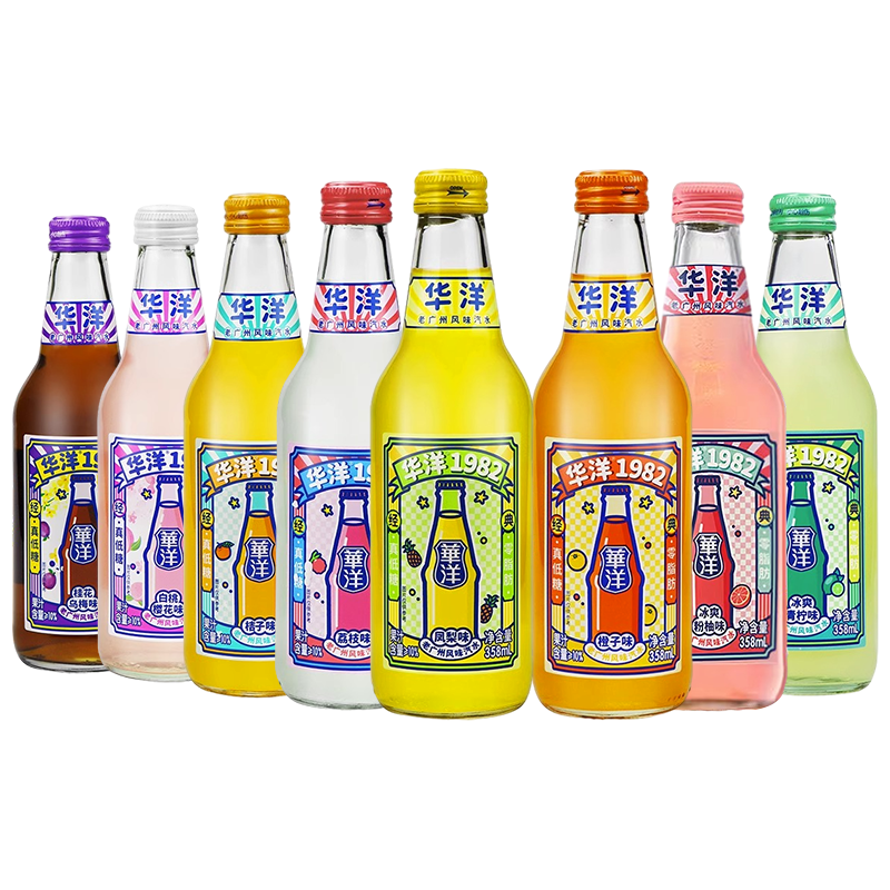 华洋1982冰爽青柠汽水 358ml玻璃瓶装果味饮料