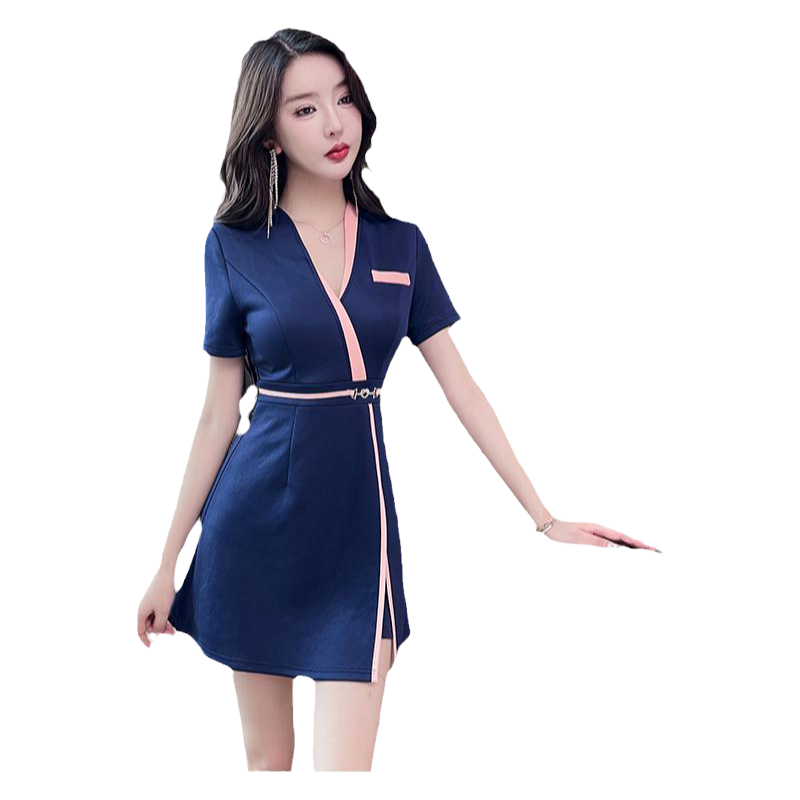 柔式足浴技師工作服遮肚子2025新款高端足療褲裙spa按摩氣質套裝-Taobao