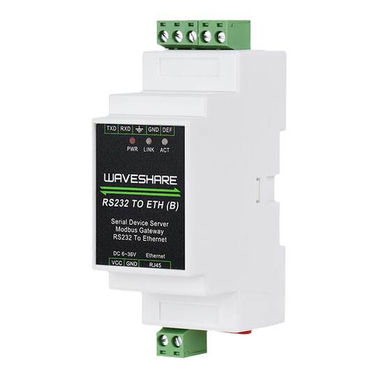 Waveshare Industrial RS232 to RJ45 Ethernet Bidirectional Transparent ...