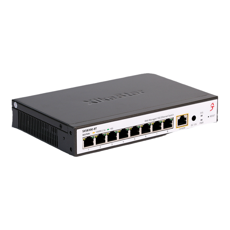 兮克8口10G萬兆電口交換機弱三層SKS8300-8T兼容2.5G1G即插即用延長線vlan劃分端口聚合可上機架靜音風扇