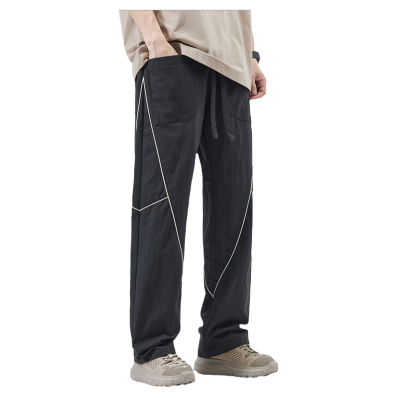 RHRB男士休閒褲男夏季新款美式機能傘兵褲褶皺衝鋒褲休閒工作服褲子